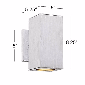 Clovis Modern Outdoor Wall Light Fixture LED Brushed Nickel Aluminum 8 1/4" Clear Glass Up Down for Exterior House Porch Patio Outside Deck Garage Yard Front Door Garden Home - Possini Euro Design