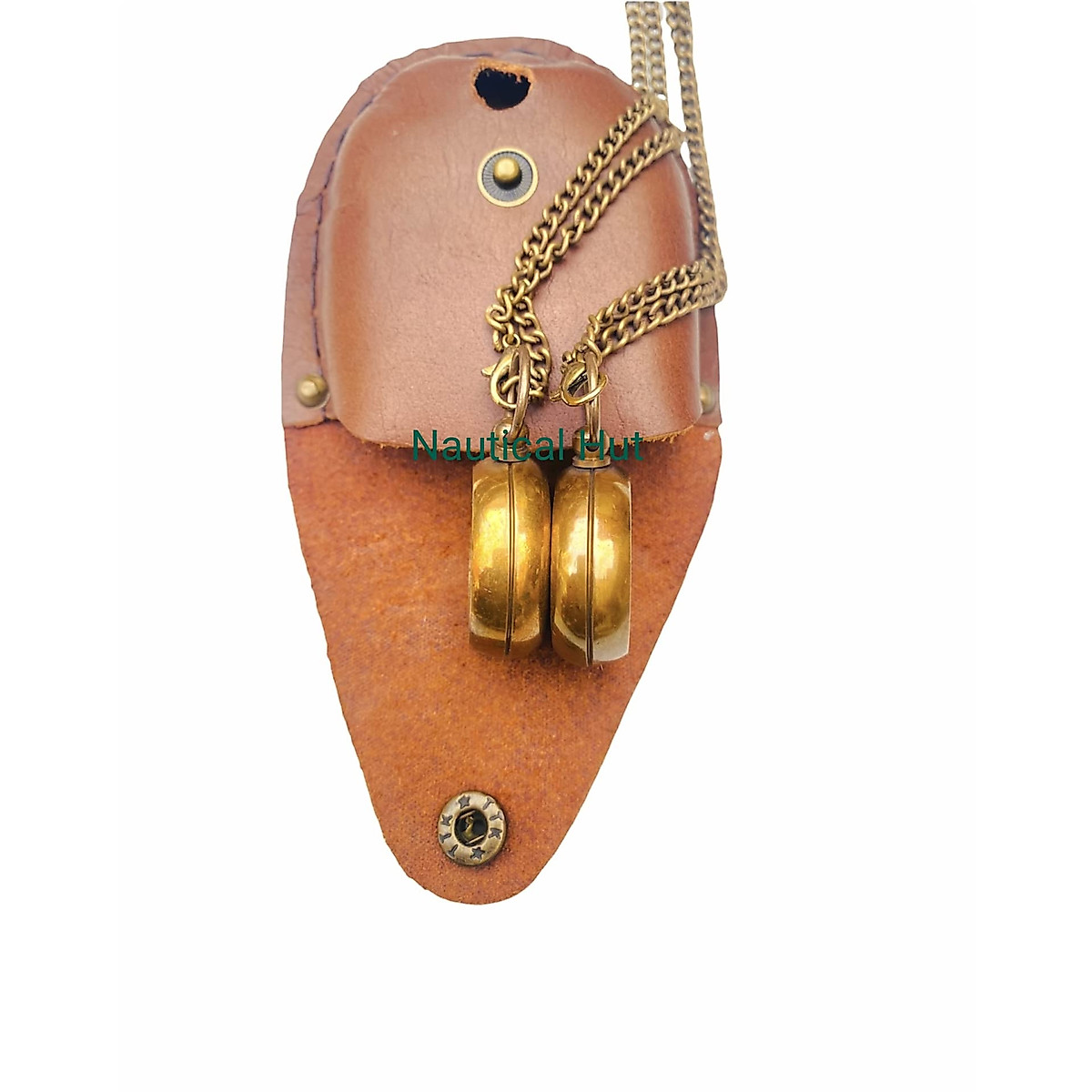 Nautical Hut Your Tommy Your Tubbo Brass Locket Nautical Pocket Compass with Leather Carry