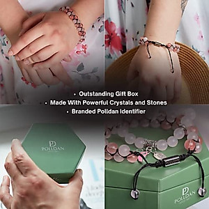 POLLDAN® Rose Quartz Bracelet | 8,5 mm Rose Quartz Crystals AAA Grade | Amethyst Gemstone Beaded Bracelets for Women | Rose Quartz Bracelets For Women