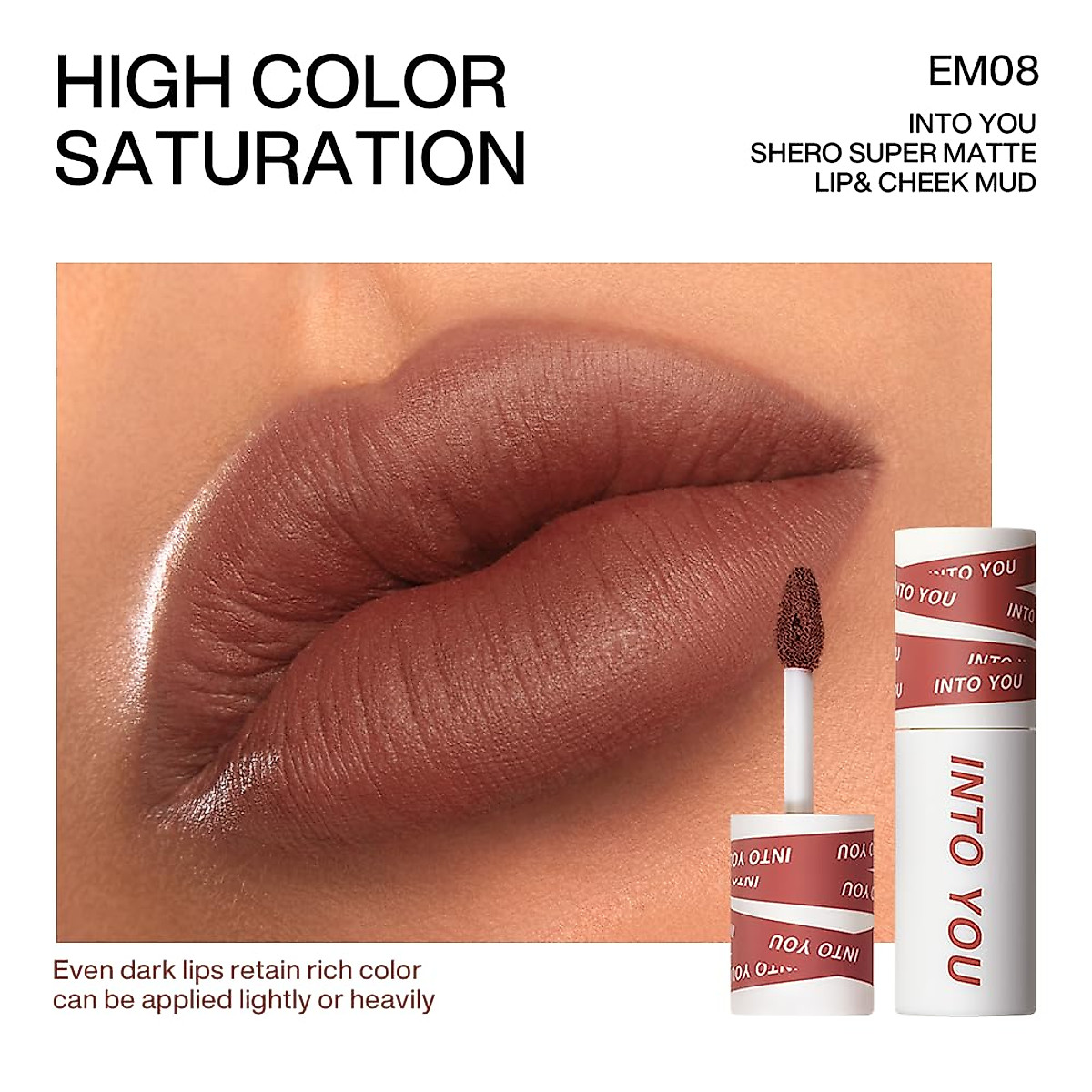 INTO YOU Matte Lipstick for Women, Matte Red Lipstick Long Lasting, Multi-Purpose for Lips and Cheek, Non-Stick Cup Not Fade Lip Stain Makeup Cosmetics Official Directly (EM08)