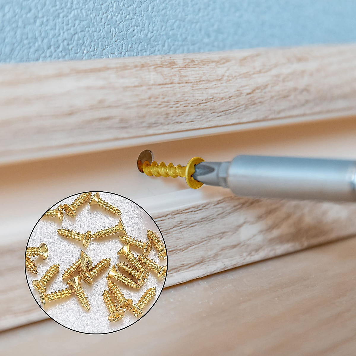 1080 Pcs Small Screws M2/M2.5/M3, Phillips Flat Head Cross Screws, Tiny Gold Self Tapping Screws, Micro Multifunctional Cabinet Electronic Accessories Screws for Woodworking (Carbon Steel Gold)