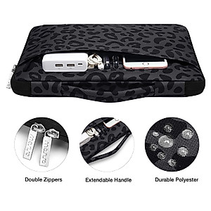 MOSISO Compatible with MacBook Air 13 inch Case 2025 2024 2023 2022 M3 A3113 M2 A2681, Plastic Leopard Grain Hard Shell Case&Carrying Sleeve Bag&Keyboard Cover&Webcam Cover&Screen Protector, Black