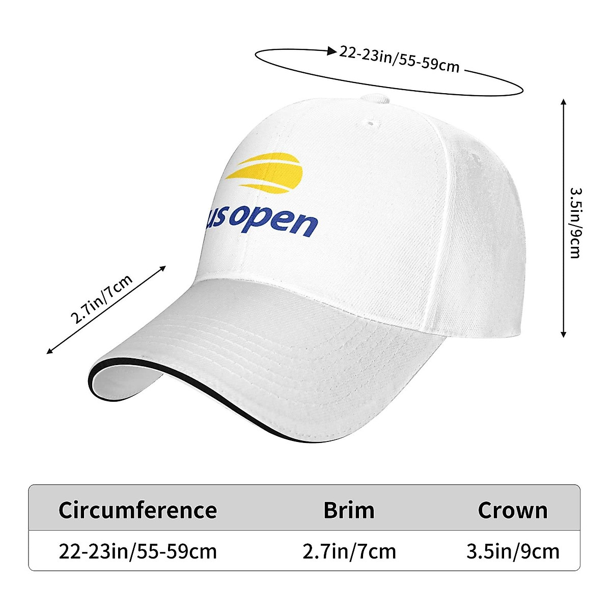 Us Open Tennis 2023 Sandwich Cap Unisex Classic Baseball Capunisex Adjustable Casquette Dad Hat White