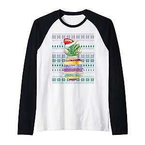 Ugly Christmas Santa Costume Christmas Pineapple Lovers Raglan Baseball Tee