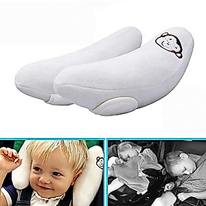 Baby Adjustable Head Neck Support - Banana Shape Travel Pram Pillow Cushion, Headrest for Car Seat Pushchair Stroller Rocker