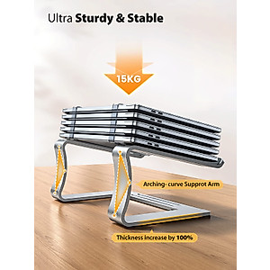 VICSEED 𝗨𝗽𝗴𝗿𝗮𝗱𝗲 [Large Laptops Friendly] Laptop Stand, Ergonomic Notebook Stand, Aluminum Adjustable Laptop Stand for Desk for MacBook Air/Pro, Acer, Dell, HP, Lenovo All 10-18 inch Laptops