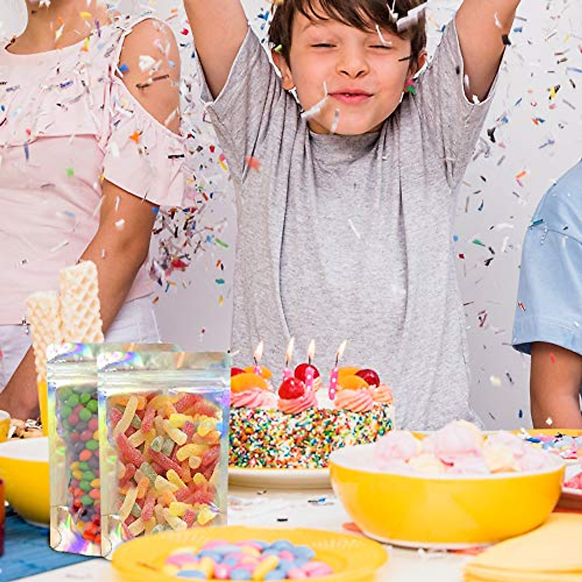 Smell Proof Can Resealable Smell Proof Bags Mylar Bags with Oxygen Absorbers Pack Resealable mylar bags Resealable bags Mylar Ziplock Bags Food Storage Packaging 4 different sizes 150 pieces (Black)