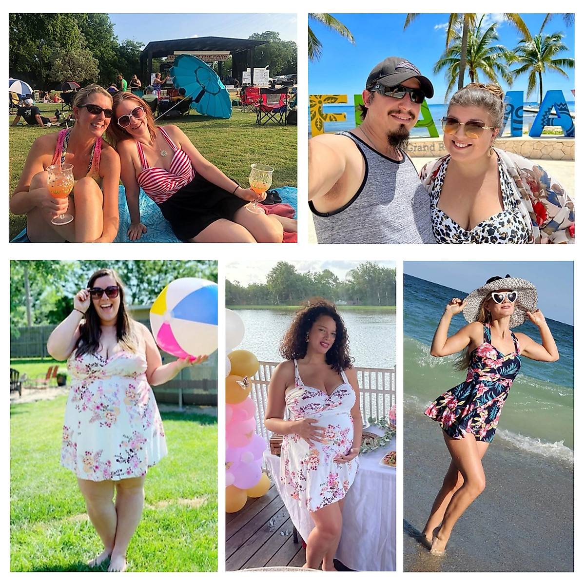 COCOPEAR Women's Elegant Crossover One Piece Swimdress Floral Skirted Swimsuit Black 3XL/16-18