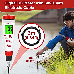 Digital Dissolved Oxygen Meter, GIDIGI Dissolved Oxygen Tester with ATC, DO Meter with 9.84ft DO Probe Cable, Dissolved Oxygen Test Kit for Aquarium, Ponds, Fish Tank Range 0.0‑40.0 Mg/L