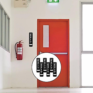 Vertical Exit Sign with Braille - 8x2 inch ADA Compliant Exit Sign with Braille Exit Signs for Business Raised Braille with Adhesive for Indoor Outdoor Public Office Hotel Workplace 6 Pcs