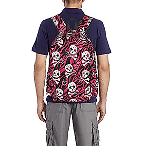 KiuLoam 17 Inch Backpack Pink Zebra Star Skull Laptop Backpack Shoulder Bag School Bookbag Casual Daypack