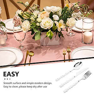 OSALADI 1 Set Dinnerware Serving Utensils Silverware Flatware Eating Utensils Western Food Tableware Steak Cutlery Home Tableware Home Cutlery Knives Stainless Steel White Ceramics