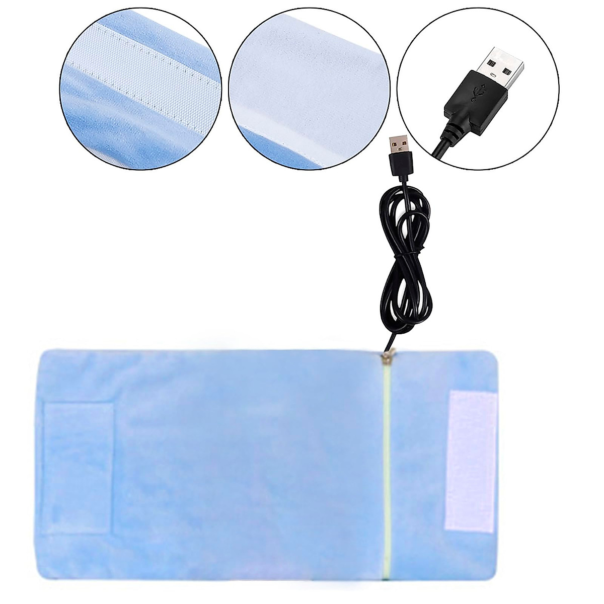 Bottle Warmer, Crystal Velvet USB Portable Travel Mug Milk Warmer Insulated Storage Bag, Sandwich Structure Insulated Safety Design (Blue)