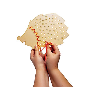 Baker Ross AW934 Hedgehog Wooden Threading Kits - Pack Of 4, Arts And Crafts For Kids, Assorted