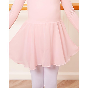 Stelle Ballet Leotards for Girls Long Sleeve Toddler Dance Leotard Outfits with Skirt Classic(Little/Big Kid) (Ballet Pink,5T)