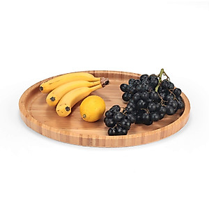 Bamber Large Size Bamboo Serving Tray, Oval, 15.5 x 11.8 x 0.8 Inches