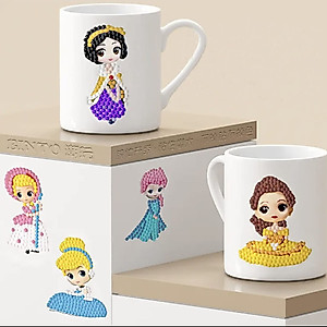 FLYSONG 5D DIY Diamond Art Stickers Kits for Kids, 24 PCS Cute Cartoon Princess Diamond Art Painting Stickers Beads Gem Making for Beginners Children