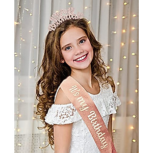 Cute Birthday Crown & Tiara Set for Girls & Women - Rose Gold