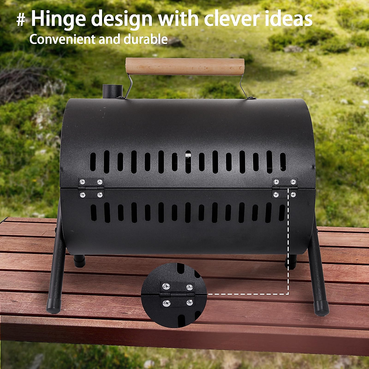 Supernal Portable Charcoal Grill,Tabletop Charcoal Grill,BBQ Grill for Outdoor Cooking Camping,Picnics,Backyard,Balcony-Black,2 Carbon Tank,2 Baking Net,1 Baking Pan