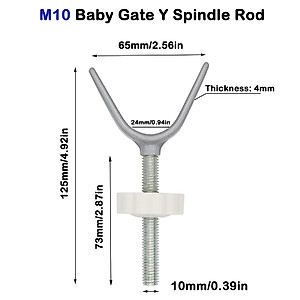 2 Pack Baby Gate Y Spindle Rod M10 (10mm) Stair Banister Baby Gate Adaptors, Replacement Bolt Part for Baby & Pet Pressure Mounted Safety Gates, Baby Tension Gate Extender