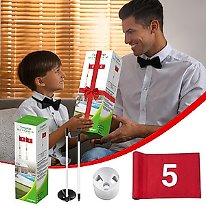 KINGTOP Miniature Golf Flagstick, Practice Putting Green Flags for Yard, Golf Pin Flag Hole Cup Set, Portable 2-Section Design, 3ft White Flagpole, Indoor | Outdoor, Red Flag Numbered #5, 1-Pack