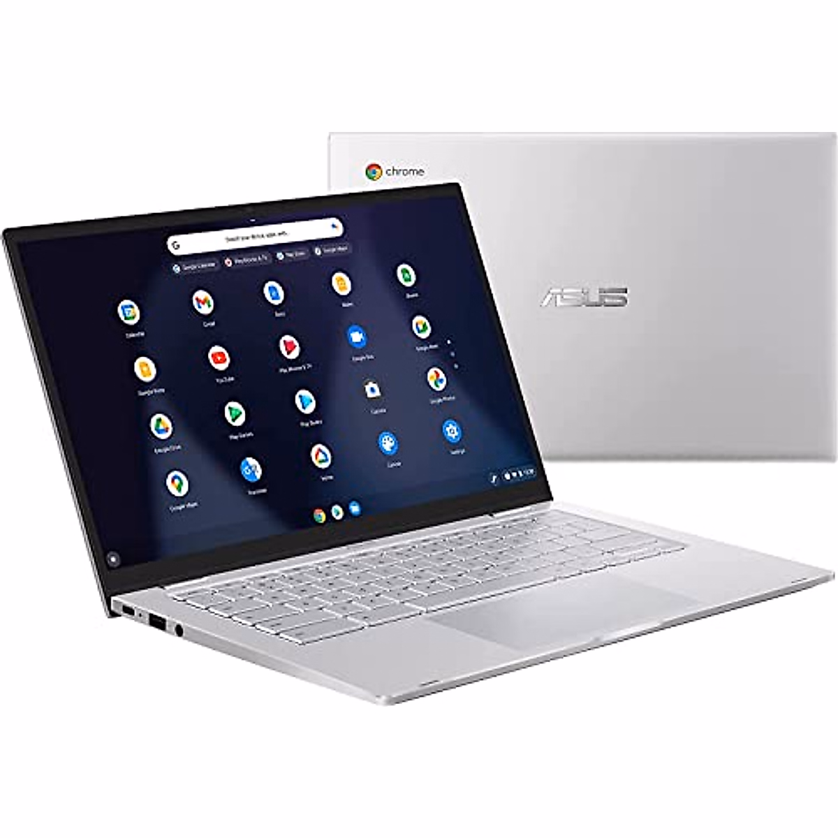 ASUS Newest 14" FHD Chromebook Laptop, Intel Core m3-8100Y(up to 3.4 GHz), 320GB Space(64GB eMMC+256GB Card), 8GB RAM, Webcam, WiFi, USB, Bluetooth, Backlit Keyboard, Chrome OS, Silver, JVQ MP