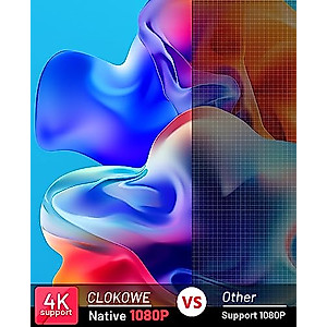 Projector with 4K 5G WiFi Bluetooth Supported, CLOKOWE 10000L FHD 1080P with Screen for Outdoor Movies Home Theater Video Projector Compatible with Android/iOS/TV Stick/PS4, Support 300" Display