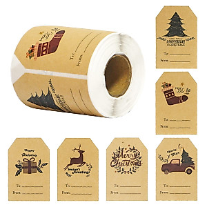 Trazzo Christmas Gift Tags Self-Adhesive Stickers-Christmas Name Tags-Christmas Decorations for Gifts Festival Label Wrapping Holiday Santa to from Gift Tag Stickers for Presents 200 Pcs & 2 x 3 Inch