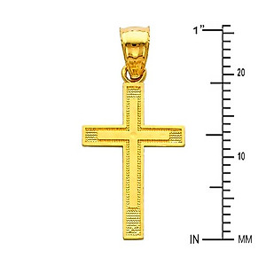 14k REAL Yellow Gold Religious Latin Style Cross Charm Pendant