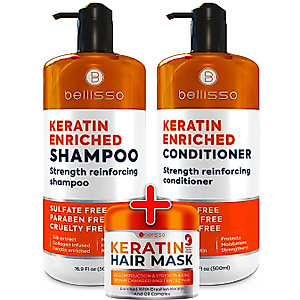 BELLISSO Keratin Shampoo and Conditioner Set and Keratin Hair Mask