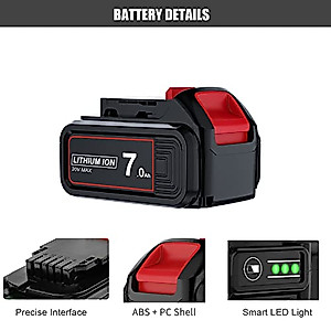 Bonacell 2Pack 20V 7.0Ah Lithium Battery Replacement for Dewalt 20 Volt Battery Max XR Cordless Tools DCB206 DCB200 DCB201 DCB204 DCB207 DCD/DCF/DCG Series