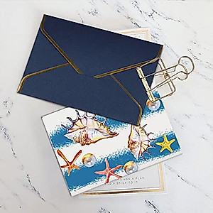 PAILON Starfish and Conch Thank You Cards With Envelopes, Blank Greeting Note Cards With Envelopes Blank Inside, Funny Birthday Cards For Women Men, Thank You Card For Wedding Business,Graduation