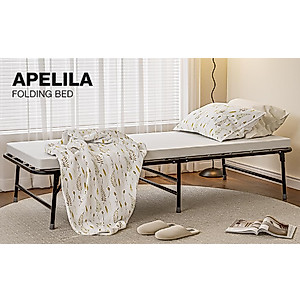 Rollaway Bed, 75" Folding Bed Sturdy Metal Frame Folding Guest Bed with Memory Foam Mattress for Bedroom, Office, Camp, No Assembly Required