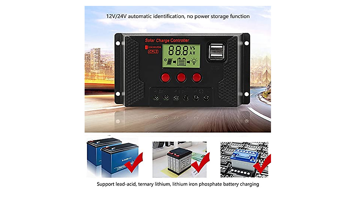 Walfront 40A PWM Solar Charge Controller for 12V/24V