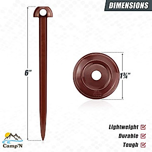 Camp'N - 8 Pack 6" Patio Rug Stakes-Low Profile High Strength Rust Proof ABS - Used for Rugs, Tents, Tarps, RV Mats