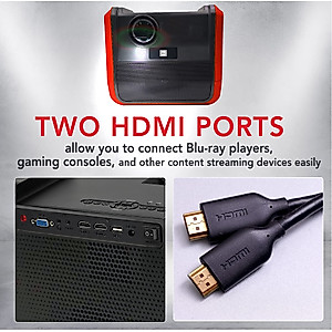 RCA - RPJ060 Portable Projector Home Theater Entertainment System, Long Lasting Battery - 2.5 Hours per Charge - Outdoor, Rechargeable, Speakers - Enjoy Without Any Cable on The go - Phone/Stick/PC