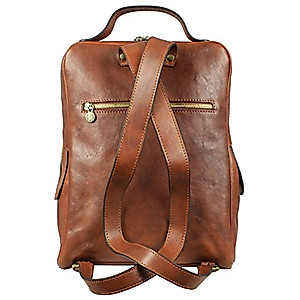 Time Resistance Leather Backpack Rucksack City Bag Unisex Matt Brown