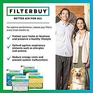 Filterbuy 14x14x2 Air Filter MERV 13 Optimal Defense (6-Pack), Pleated HVAC AC Furnace Air Filters Replacement (Actual Size: 13.50 x 13.50 x 1.75 Inches)