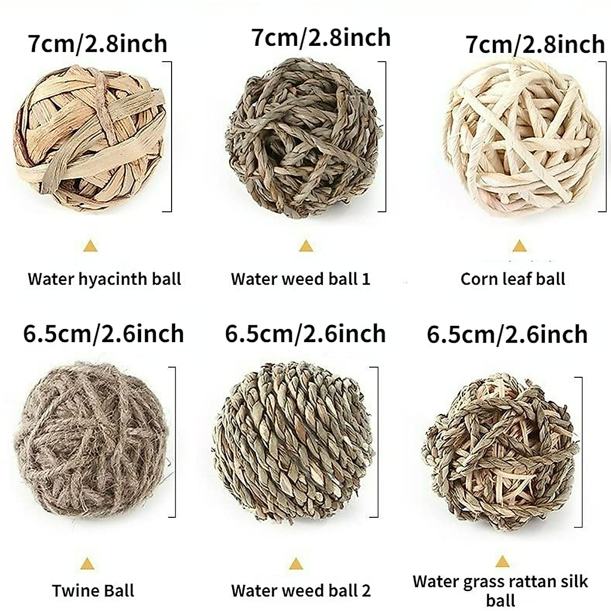 8PCS Small Animals Play Balls, Chew Grass Balls & Rolling Chew Toys for Bunny, Improve Pets Dental Health for Rabbit, Chinchilla, Guinea Pigs, Hamsters, Gerbils, Rats, Mice