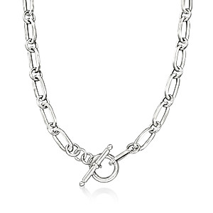Ross-Simons Italian Sterling Silver Paper Clip Link Toggle Necklace. 16 inches