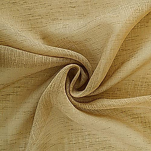 KOUFALL Gold Valances for Windows Rod Pocket Semi Sheer Curtain Toppers Gold Yellow Mustard Valance for Living Room Bathroom Fall Decoration Holiday Decor Kitchen 52 x 18 Inch Length