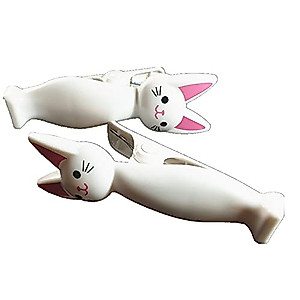 White Cat Style Beach Towel Clips Jumbo Size for Beach Chair, Cruise Beach Patio, Pool Accessories for Chairs, Household Clip, Baby Stroller. by C&H Solutions