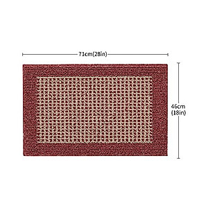 COSY HOMEER 28X18 Inch Washable Kitchen Rug Mats are Made of Polypropylene Square Rug Cushion Which is Anti Slippery and Stain Resistance Red 2 Pcs