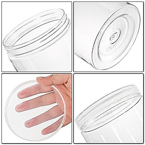 Pumtus 8 Pack Clear Plastic Jars, 46 OZ Empty Candy Storage Jars, Reusable PET Mason Jar with Screw on Lids, Large Round Dry Food Container for Household and Kitchen Organizing, Nuts, Noodles, Spices