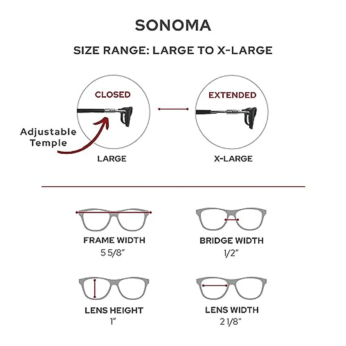 Clic Magnetic Reading Glasses, Computer Readers, Adjustable Temples, Sonoma, (L-XL, Tortoise, 1.25 Magnification)