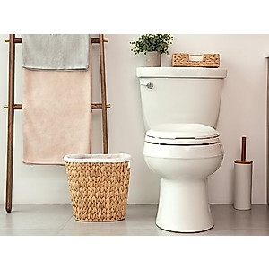 StorageWorks Wicker Waste Basket, Wicker Trash Basket with Built-in Handles, Handwoven Water Hyacinth Trash Can, Wicker Garbage Can for Bedroom, Bathroom, 1 Pack