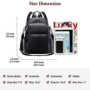 ALTOSY Soft Leather Backpack Purse For Women Anti-theft Backpacks Versatile Shoulder Bag Medium (S81 Black)