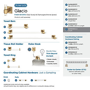 Amerock BH36060CCZ | Clear/Champagne Bronze Single Robe Hook | 2-15/16 in. (75 mm) Length Towel Holder | Glacio | Towel Hook for Bathroom | Bathroom Hardware | Bath Accessories