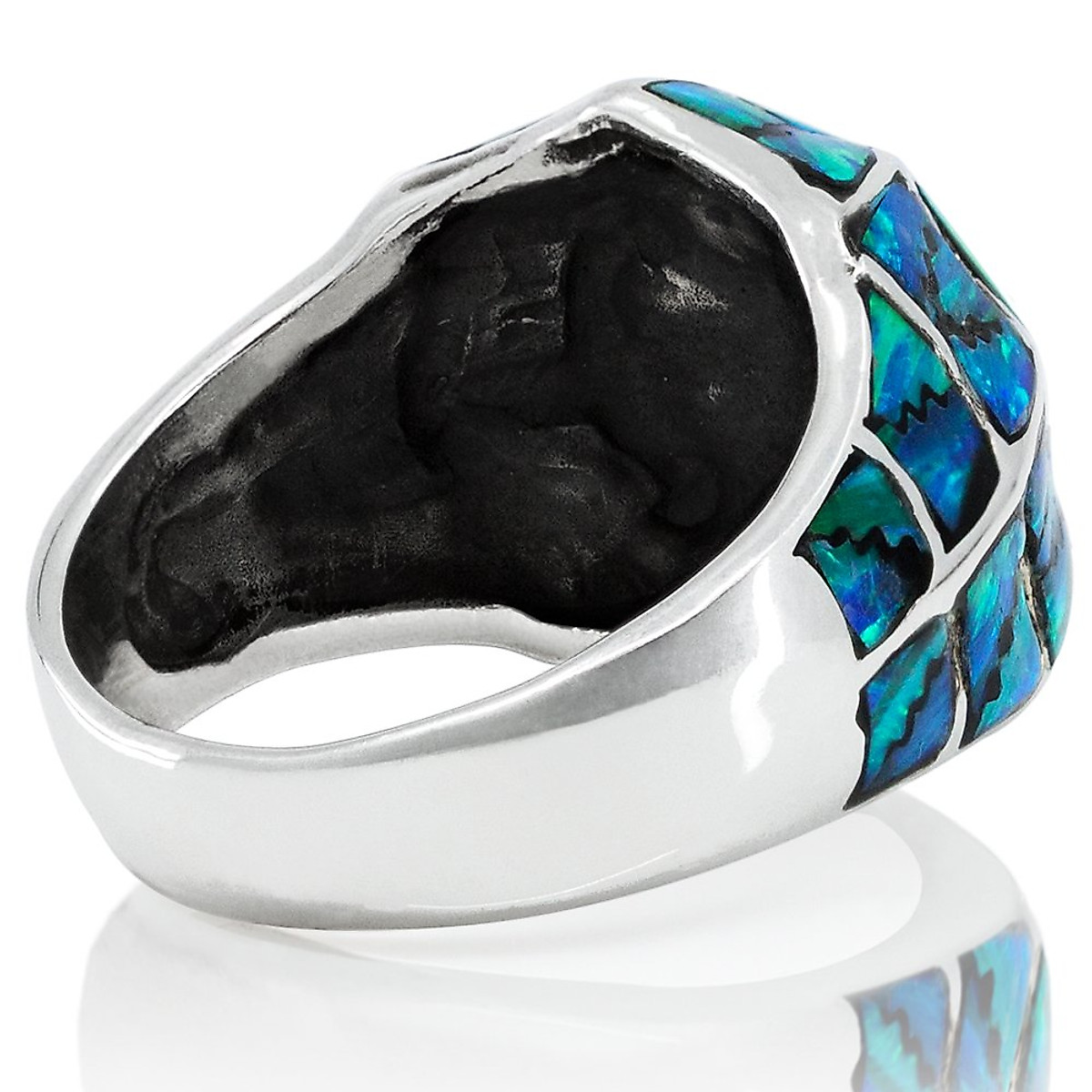 VY JEWELRY 925 Sterling Silver Blue Opal Ring - Made in Thailand - Size 9