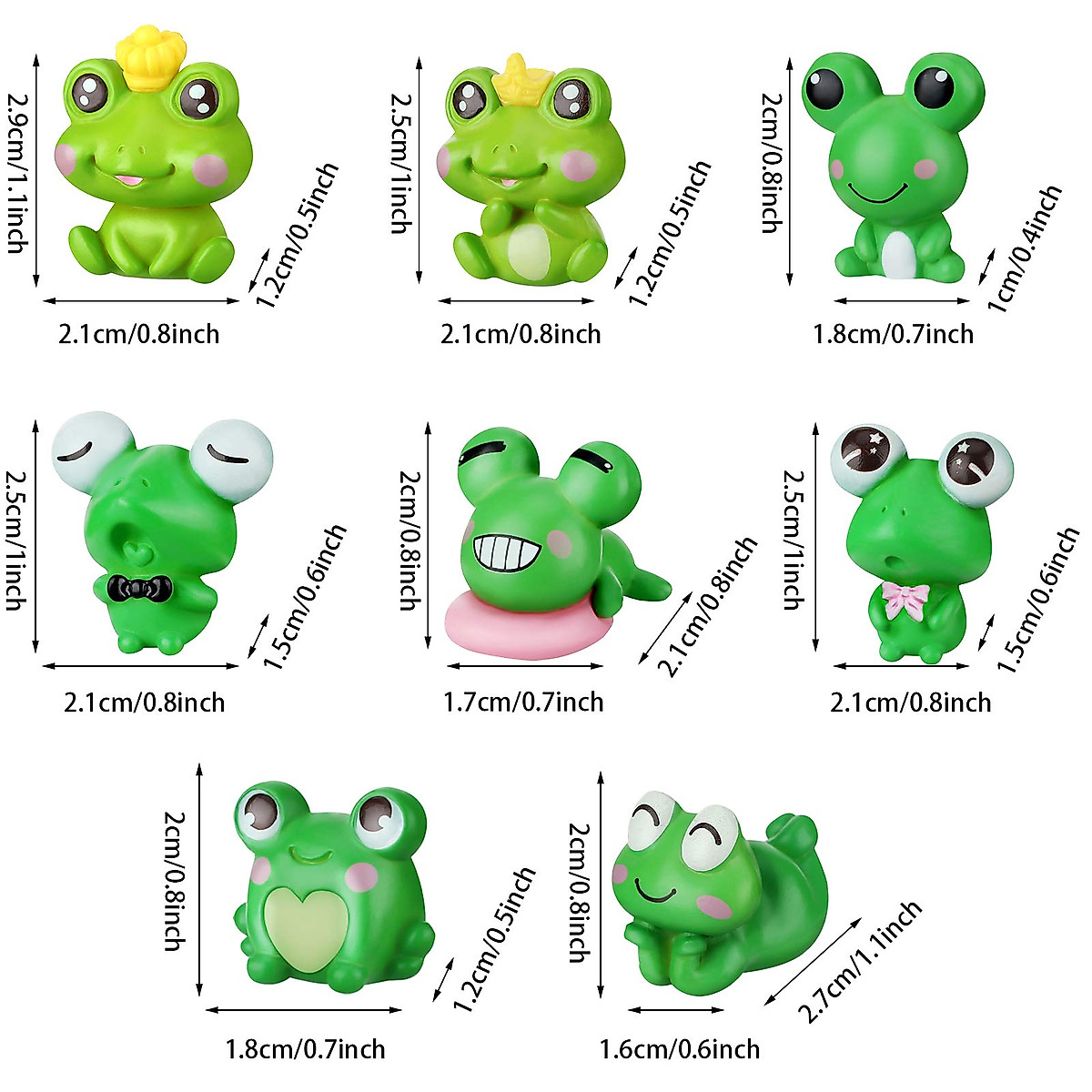 Jetec 32 Pieces Cute Frog Miniature Figurines Frog Cake Topper Decorations Mini Garden Frog Ornaments Animals Model Garden Miniature Landscape DIY Craft for Home Decoration Party Supplies
